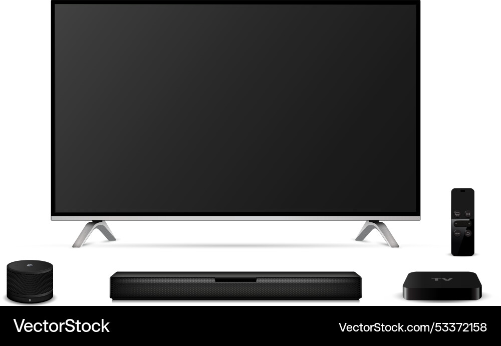 Smart oled tv with sound bar set-top box Vector Image