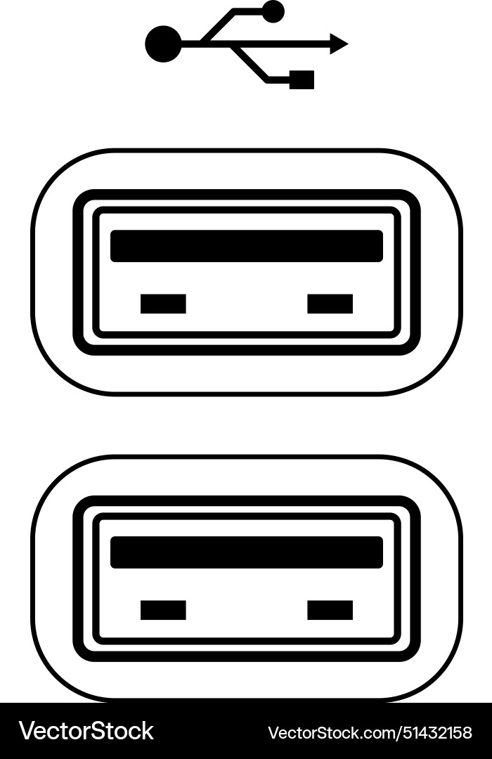 Two usb port type a icon Royalty Free Vector Image