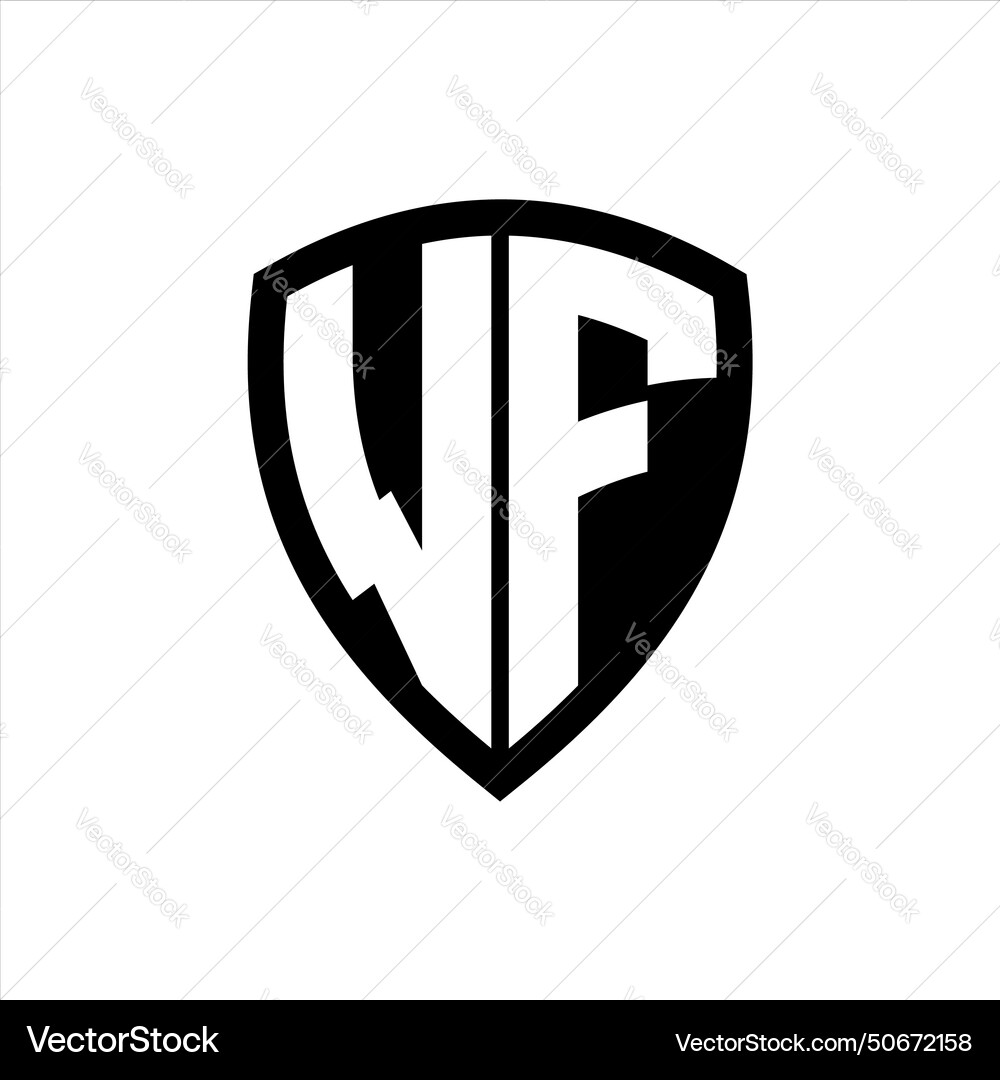 Wf monogram logo with bold letters shield shape Vector Image