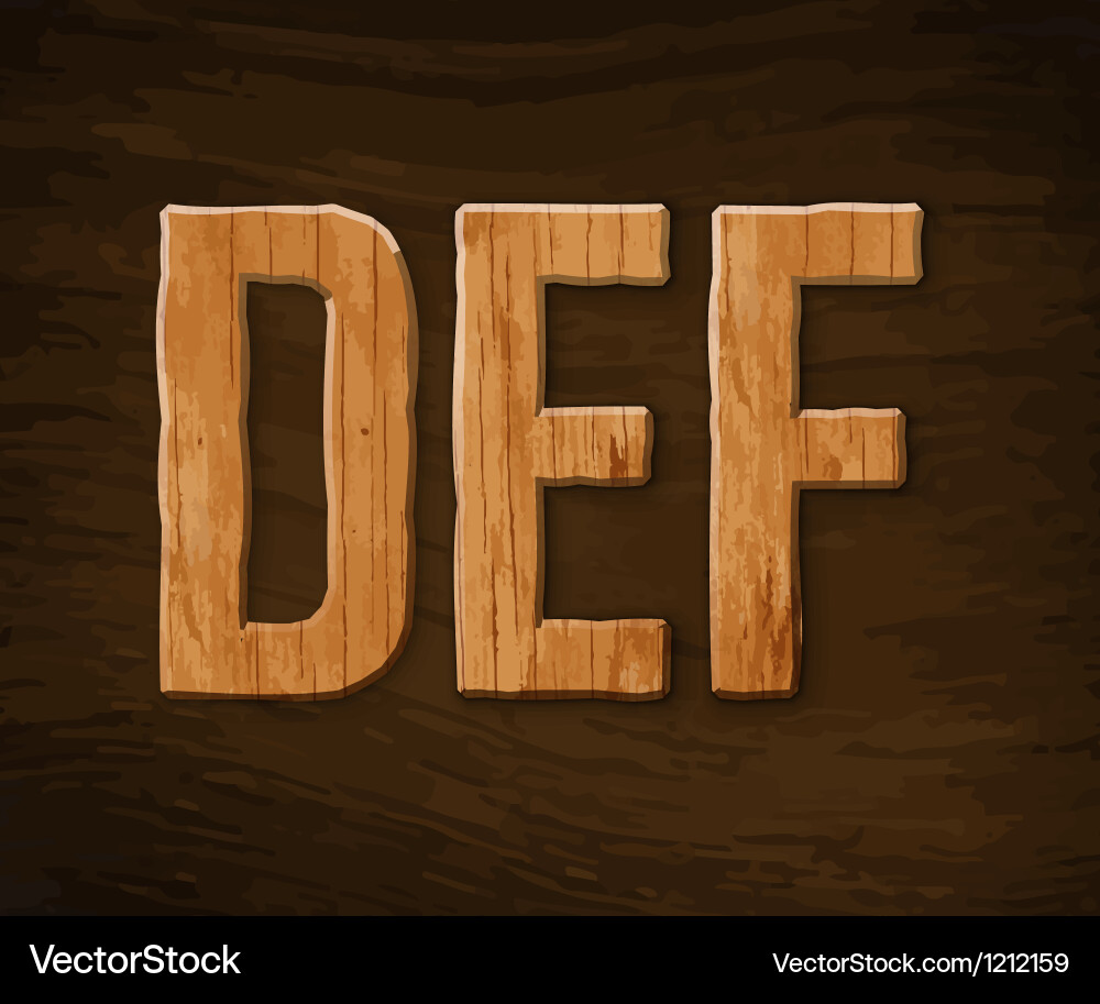 Alphabet made of wood def Royalty Free Vector Image