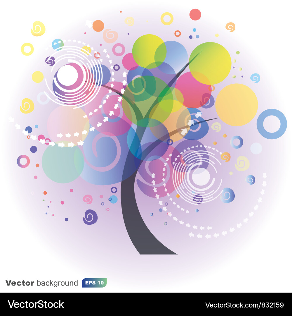 Colorful Floral Tree Background Royalty Free Vector Image