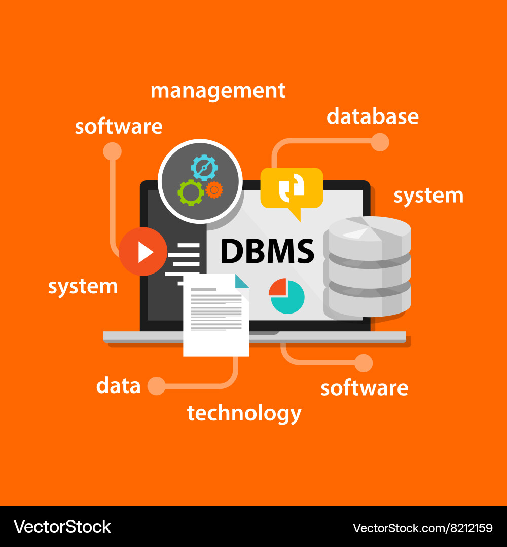 Dbms database management system computer data Vector Image