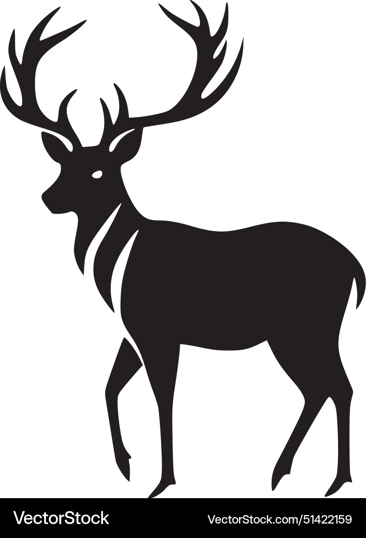 Deer - black and white Royalty Free Vector Image
