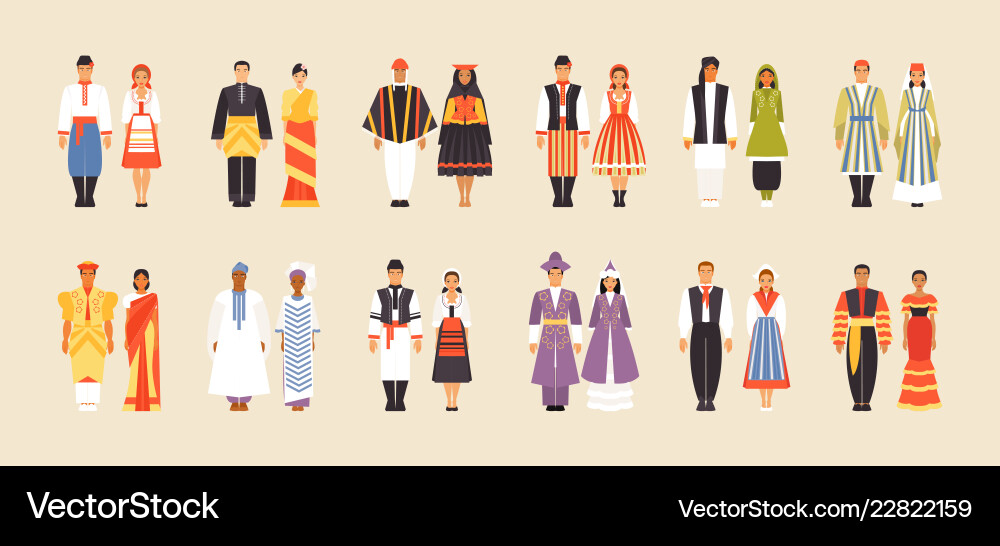 Diverse National Costumes Royalty Free Vector Image