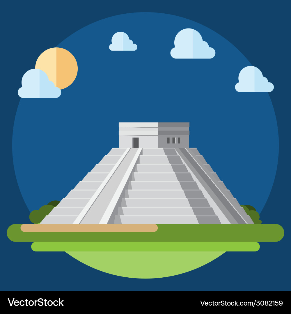 Flat design of chichen itza Royalty Free Vector Image