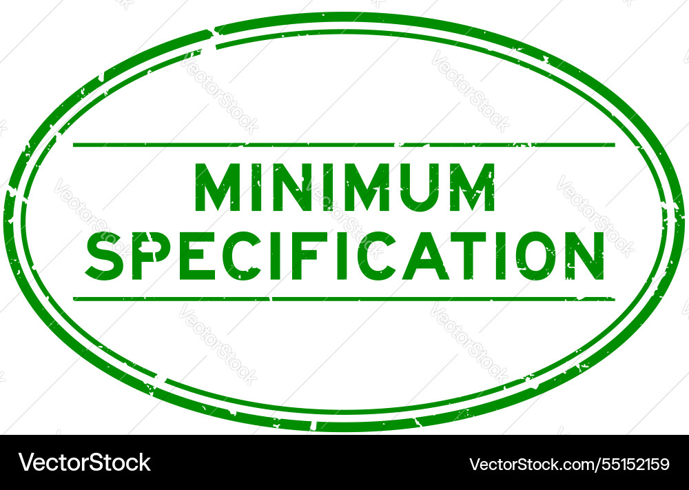 Grunge green minimum specification word oval Vector Image