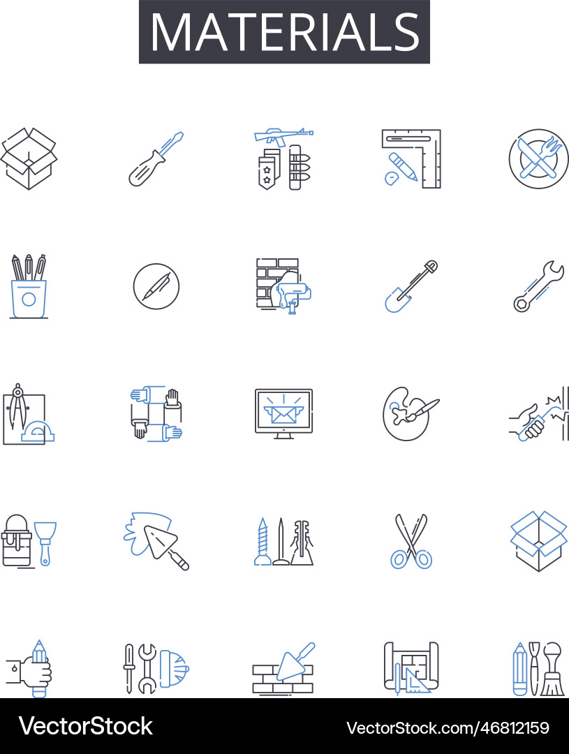 Materials line icons collection experts insiders Vector Image