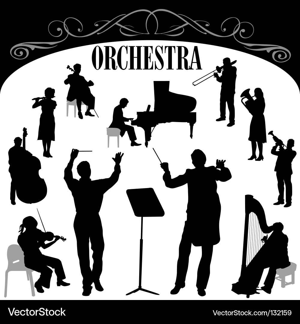 Orchestra Musicians Silhouettes Royalty Free Vector Image