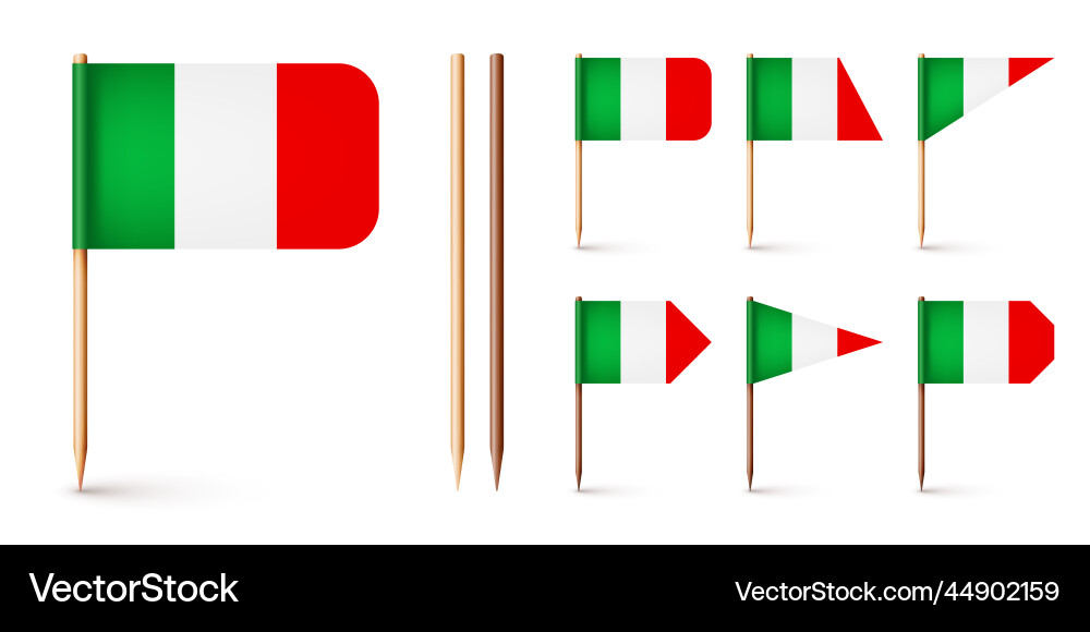 Realistic various italian toothpick flags Vector Image