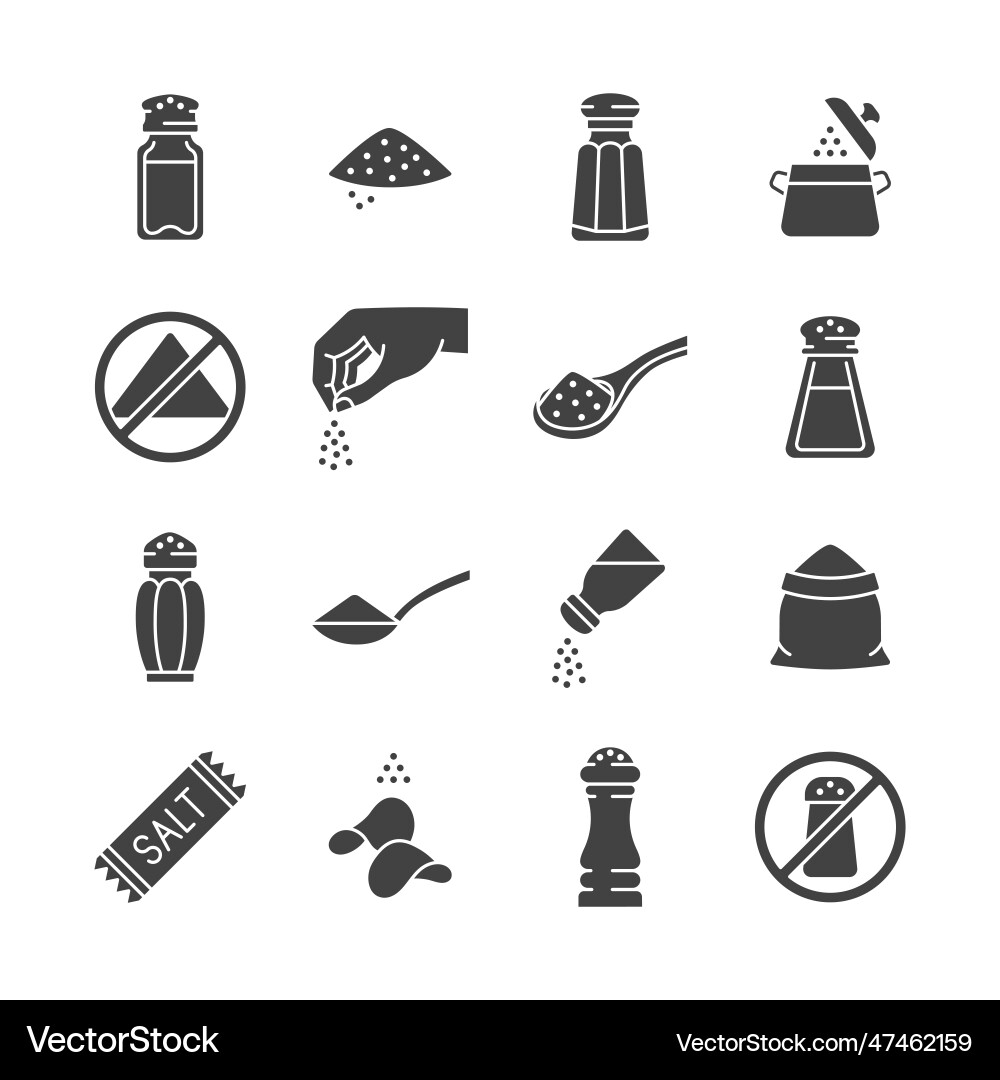 Salt glyph icon set collection Royalty Free Vector Image