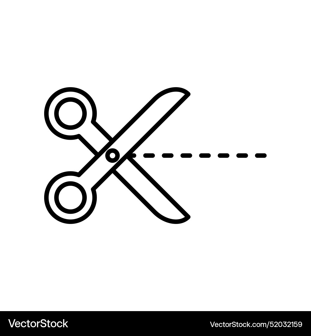Scissors trim cut icon linear logo mark in black Vector Image
