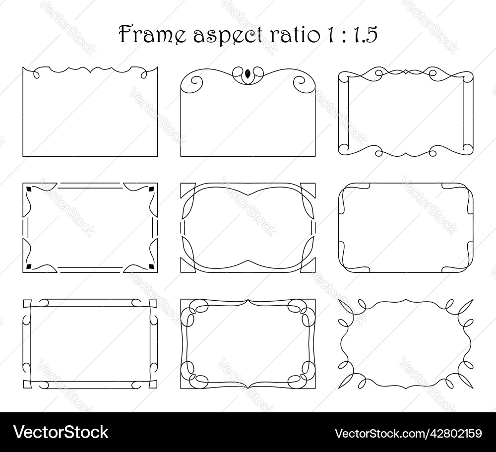 Set of rectangular frames with modern ornament Vector Image