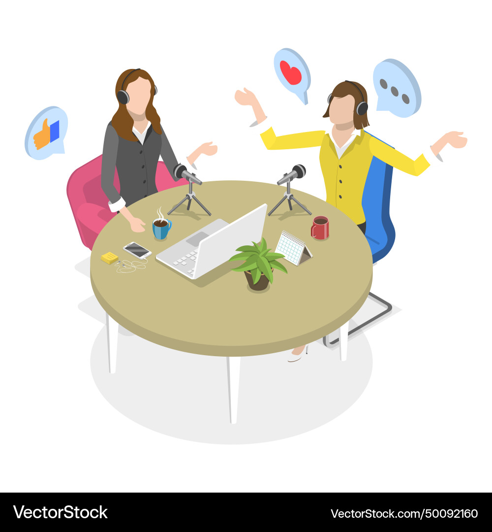 3d isometric flat of podcast Royalty Free Vector Image