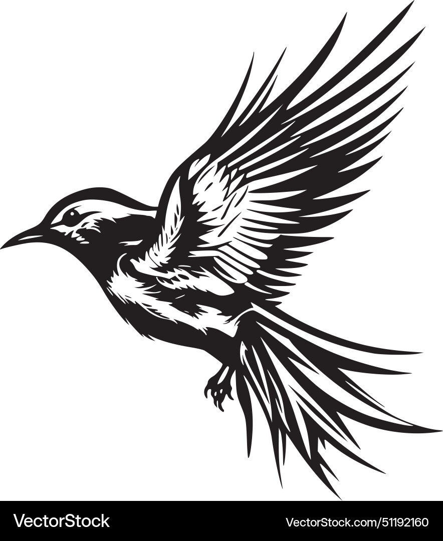 Bird - black and white Royalty Free Vector Image