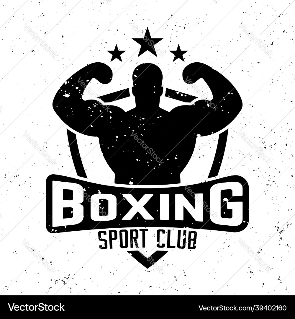 Boxing man monochrome emblem label badge Vector Image