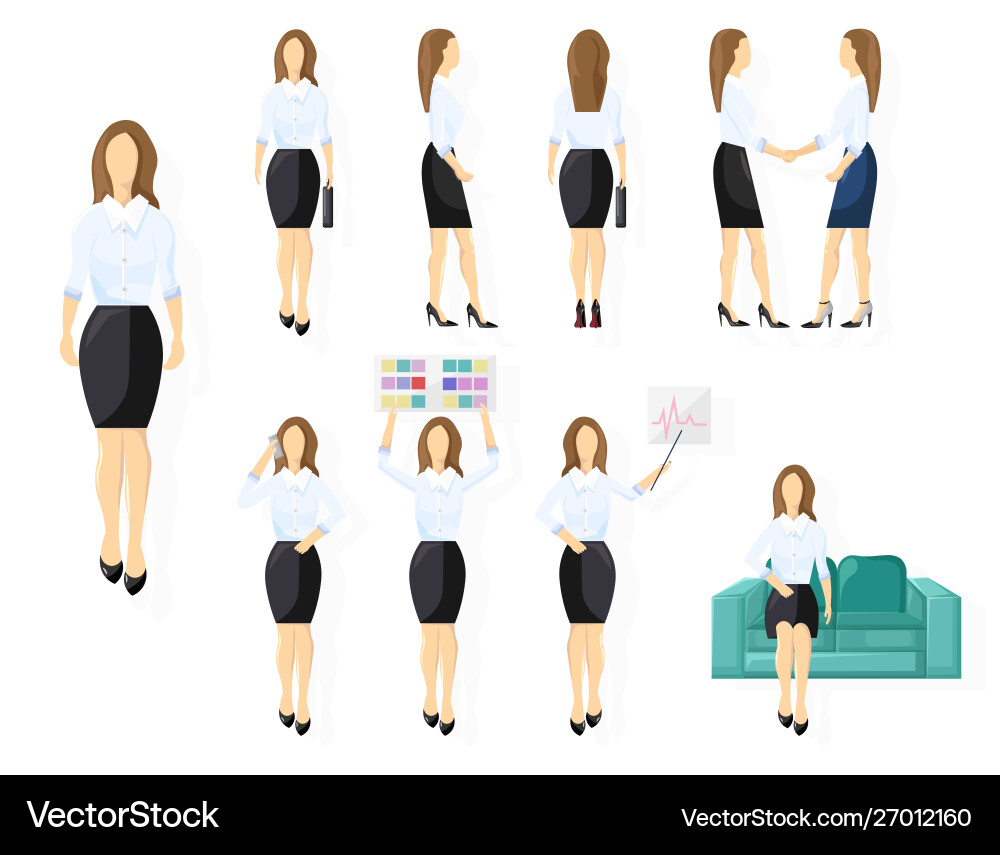 Business woman character design set Royalty Free Vector