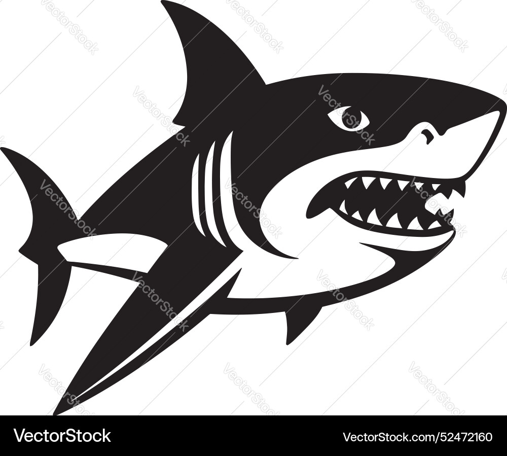 Dynamic depths elegant black shark logo Royalty Free Vector