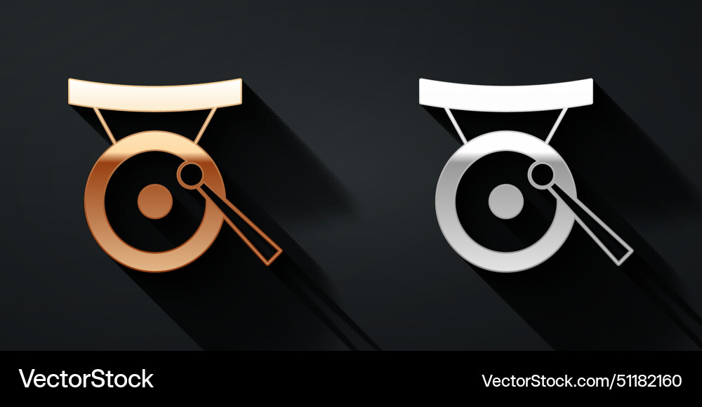 Gold and silver gong musical percussion Royalty Free Vector