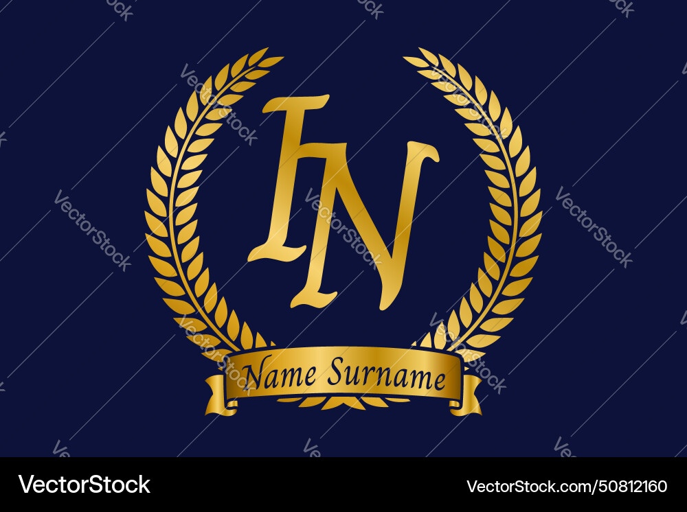 Initial letter i and n in monogram logo design Vector Image