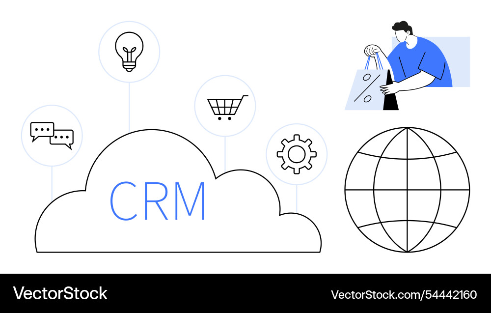 Kundenbeziehungsmanagement crm cloud Lizenzfreier Vektor Kundenbeziehungsmanagement crm cloud Lizenzfreier Vektor