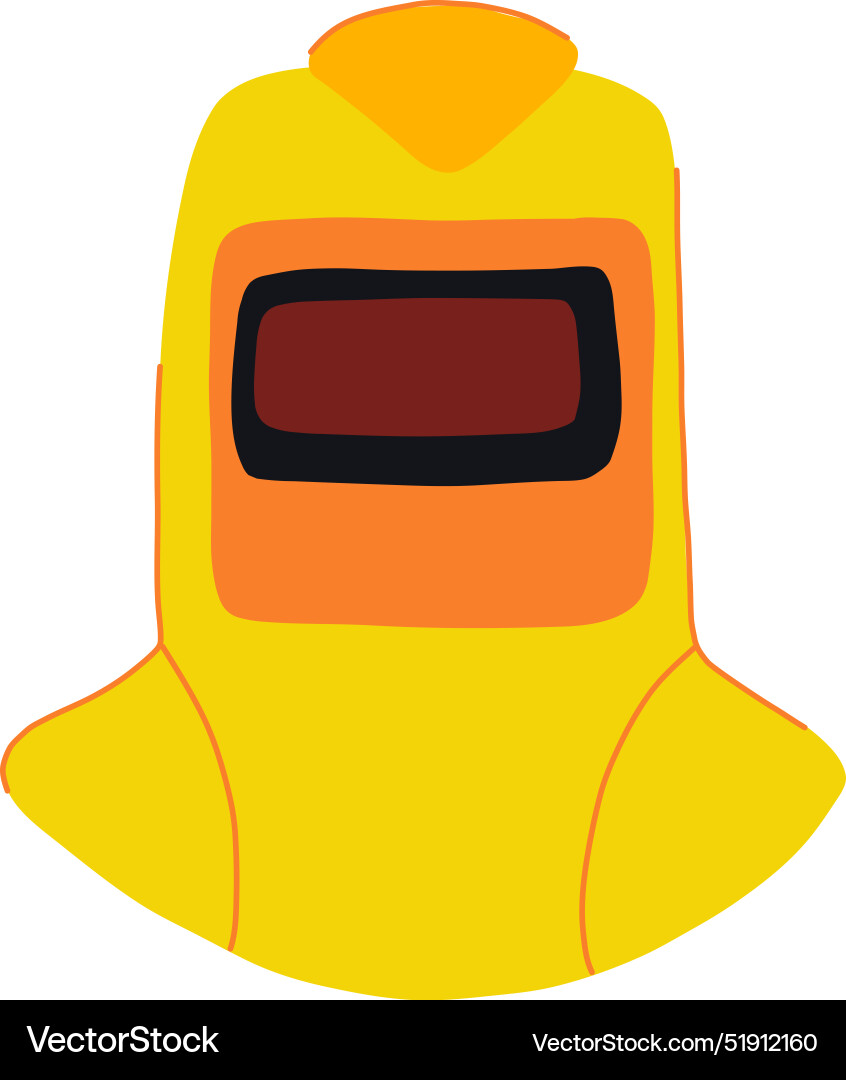 Line helmet welding cartoon Royalty Free Vector Image