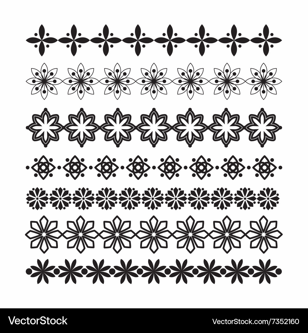 Lines with flowers for design set of borders Vector Image