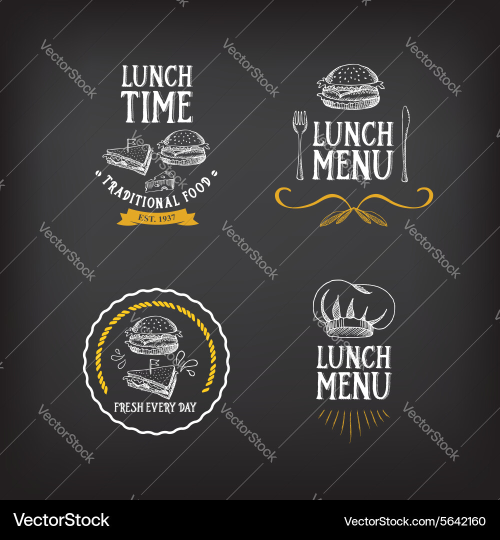 Lunch menu logo and badge design Royalty Free Vector Image