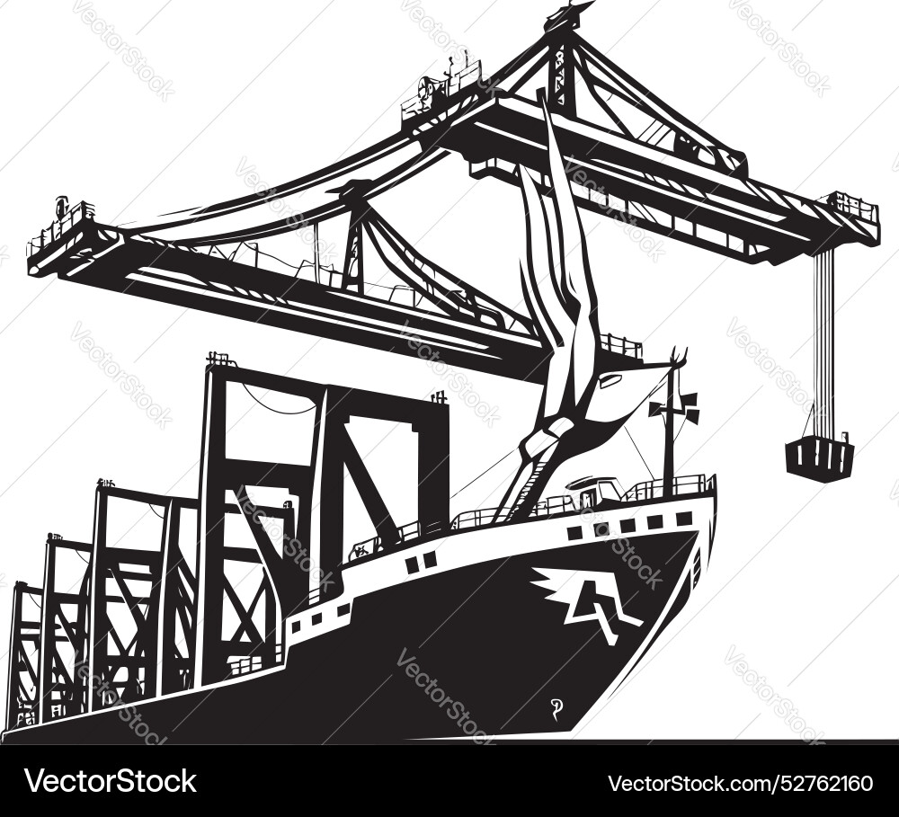 Port protectors industrial cargo ship loading Vector Image