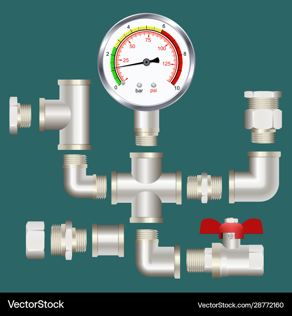 Realistic plumbing fittings Royalty Free Vector Image