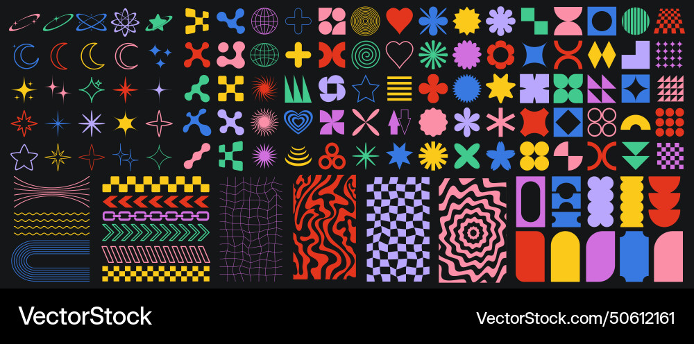 Big set of y2k design elements trendy Royalty Free Vector