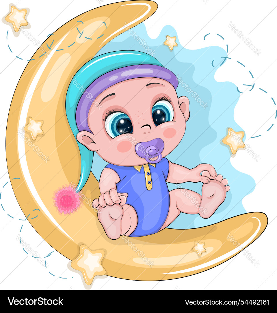 Cartoon baby moon children s Royalty Free Vector Image