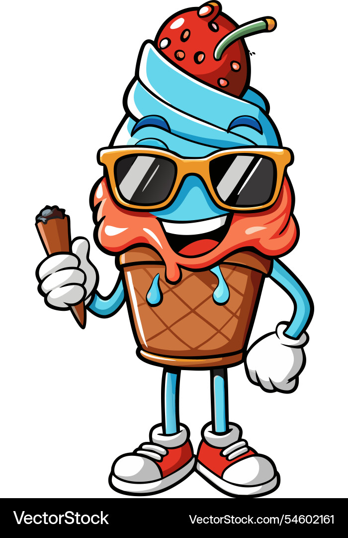Cheerful ice cream cartoon character Royalty Free Vector