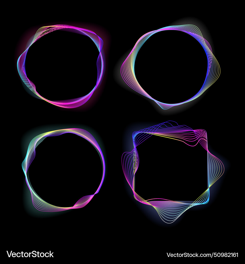 Circular neon light frame border Royalty Free Vector Image