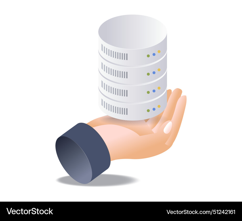 Database control in hand infographic flat Vector Image