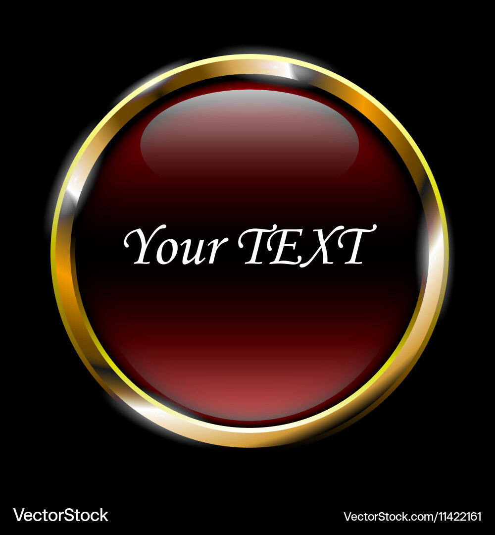 Glossy Red Button on Black Royalty Free Vector Image