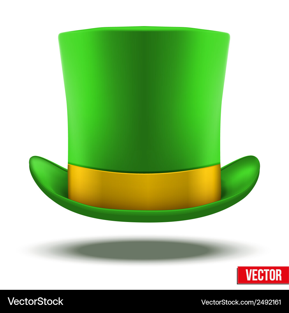 Green hat cylinder with gold ribbon Royalty Free Vector