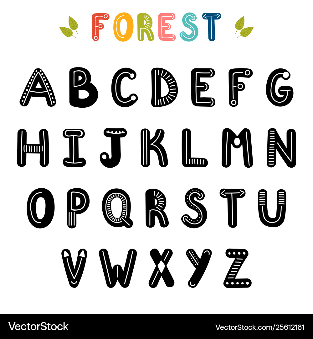 Hand drawn english alphabet cute letters Vector Image