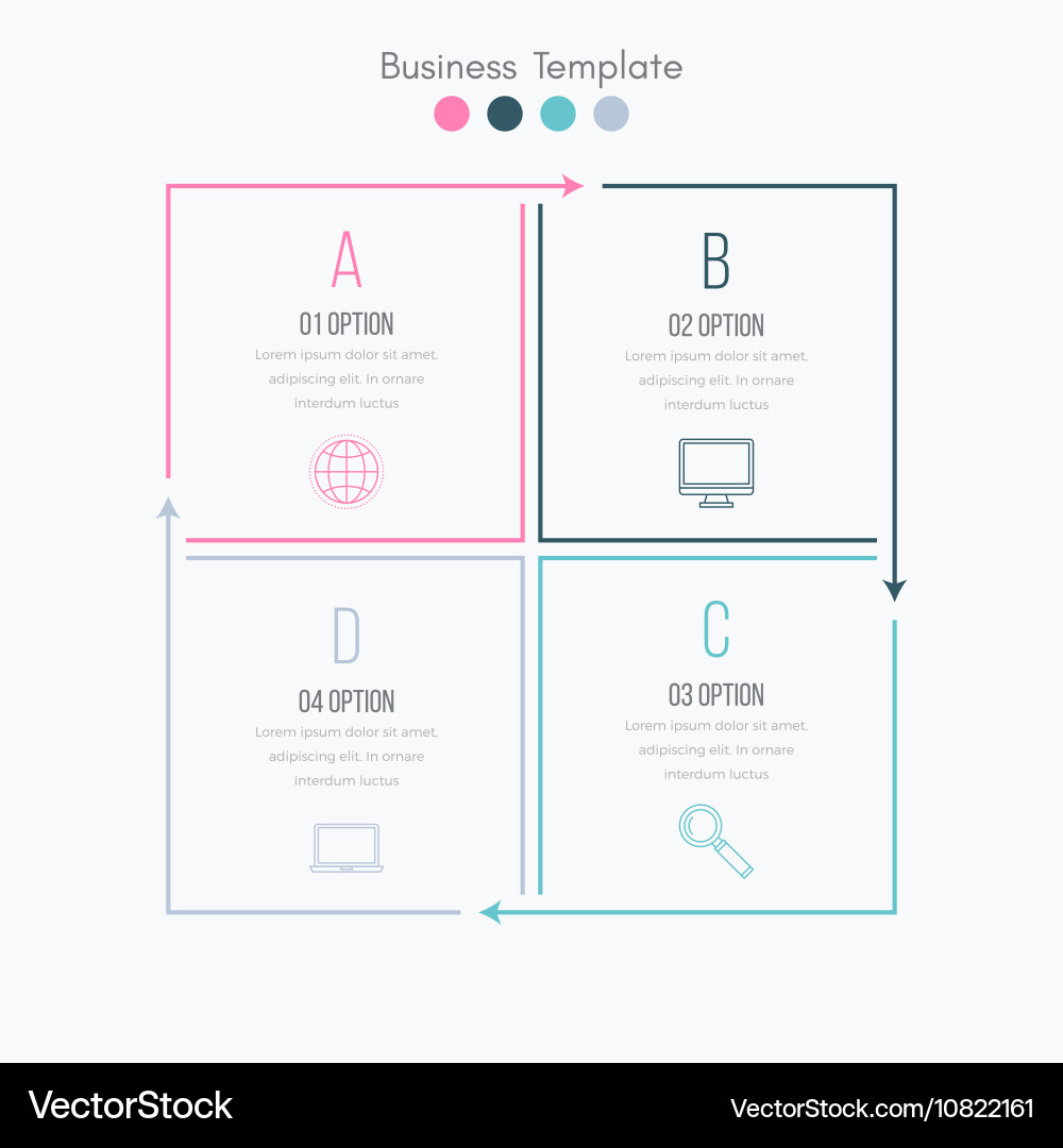 Linear Chart Element - 4 Schritt Diagramm Vektorbild