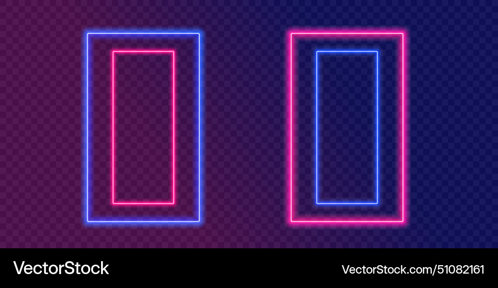 Red and blue bright neon gates set concept Vector Image