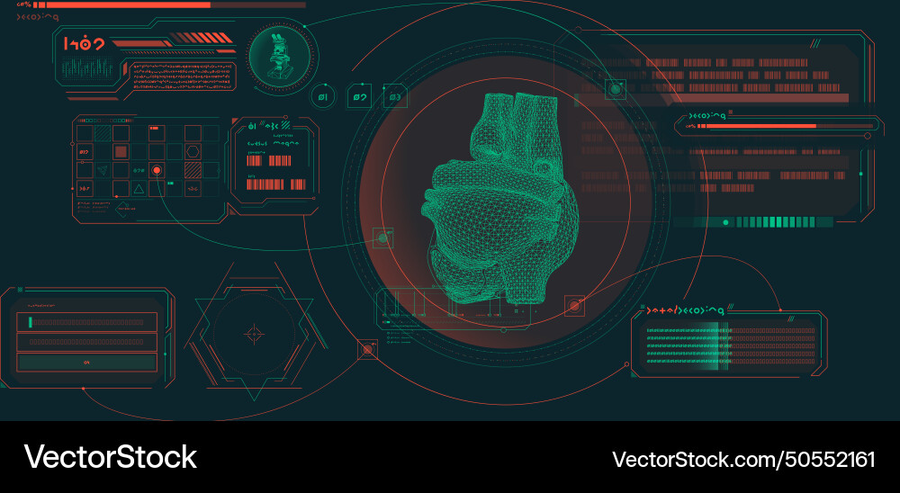 Sci-fi medical research program interface Vector Image