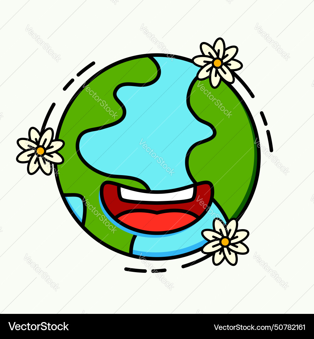 World earth day with groovy style Royalty Free Vector Image