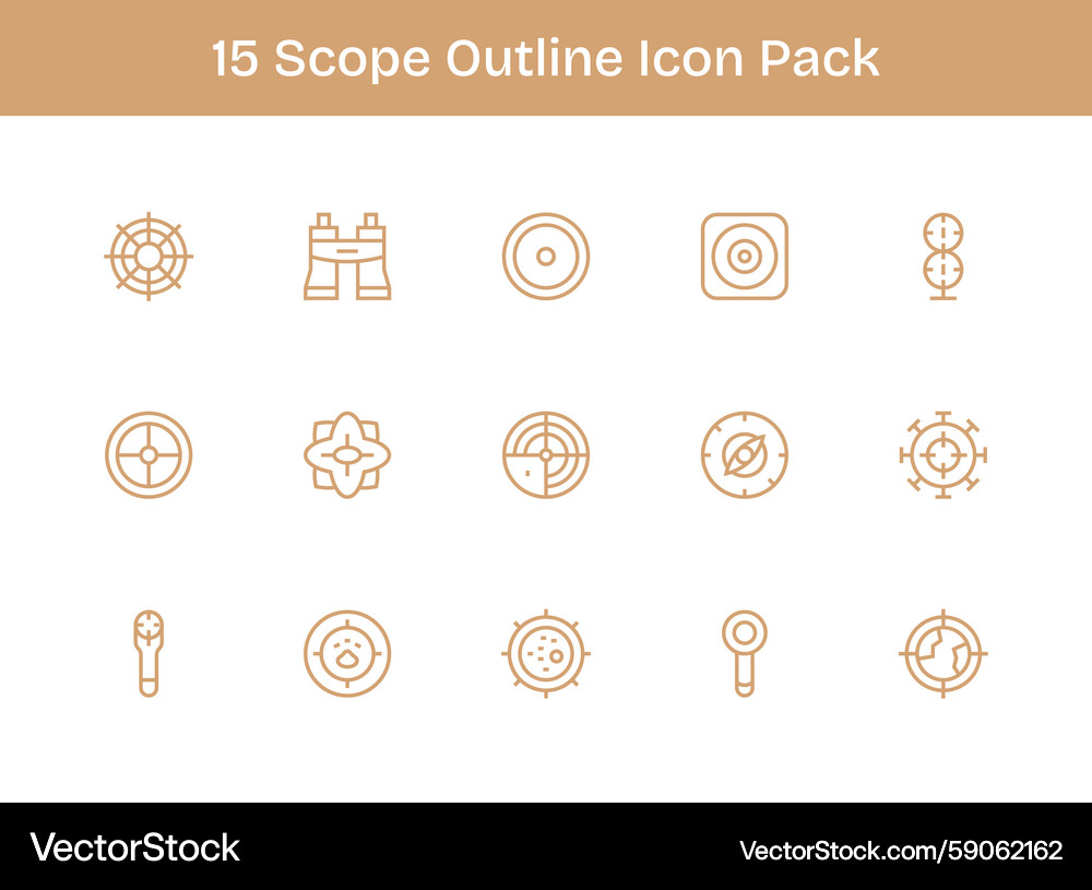 15 outline for scope theme Royalty Free Vector Image
