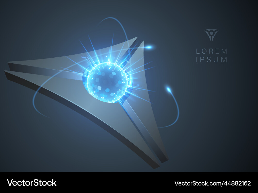 Abstract technology element with blue light sphere