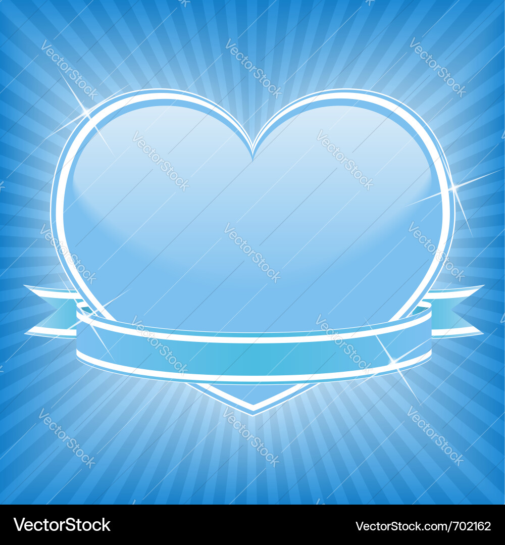 Blue heart with ribbon Royalty Free Vector Image