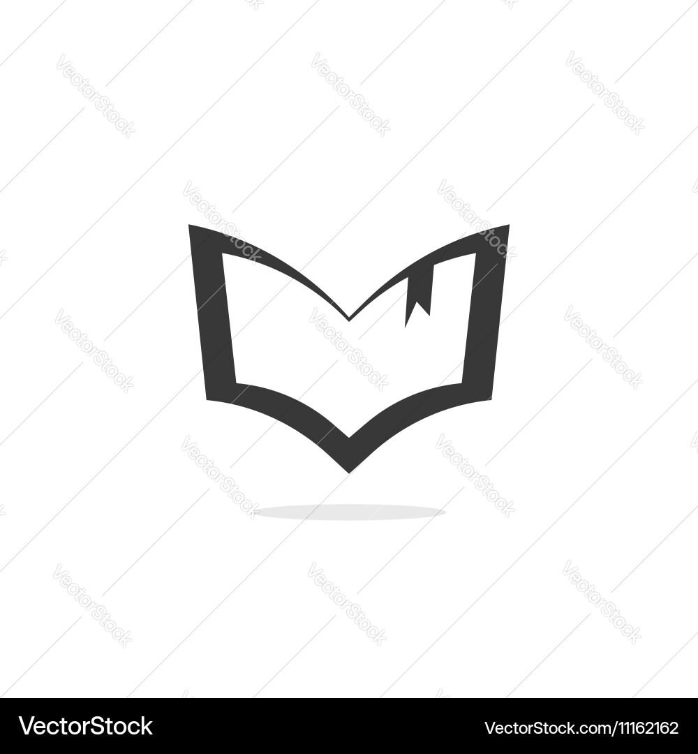 Book silhouette logo outline open textbook Vector Image