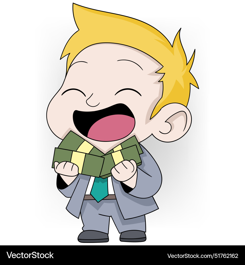 Cheerful cartoon businessman celebrating passive Vector Image