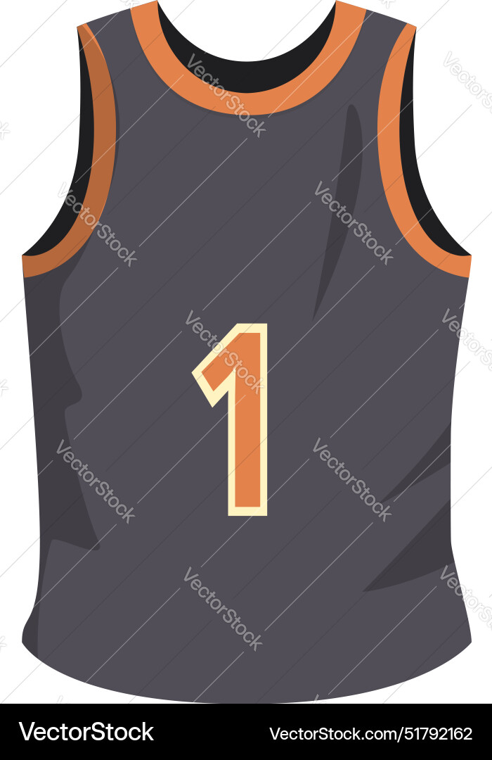 Dark gray basketball jersey featuring number one Vector Image