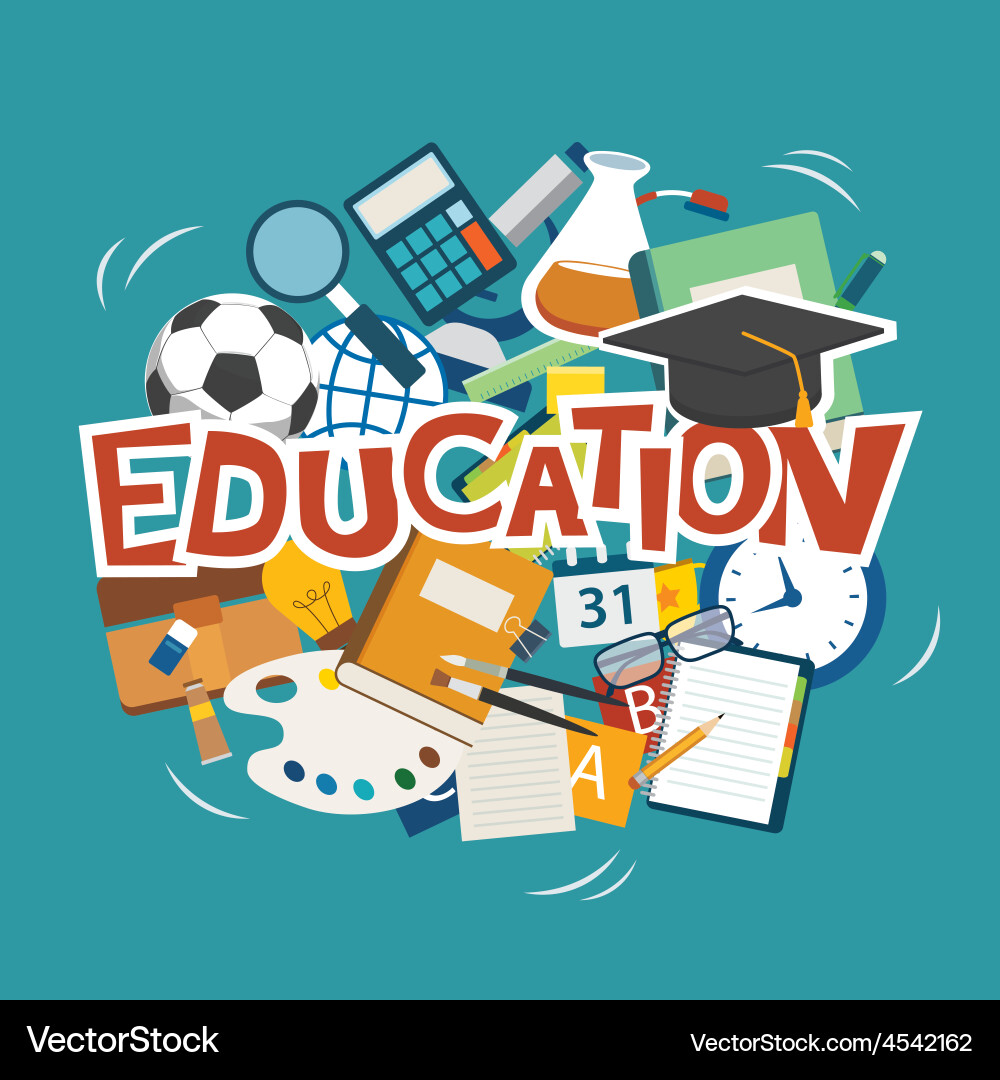 Education elements background flat design Vector Image