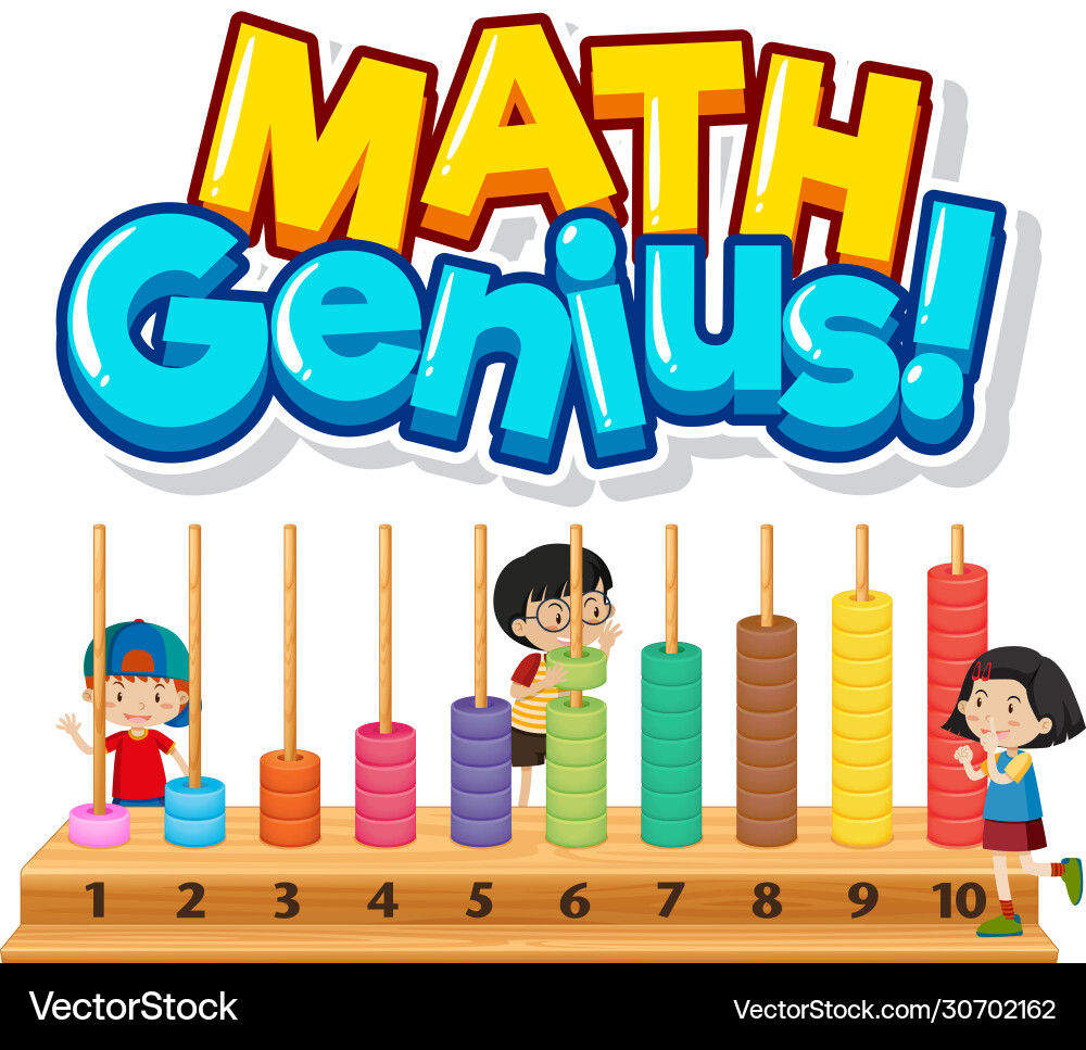 Font design for math genius with kids and numbers Vector Image