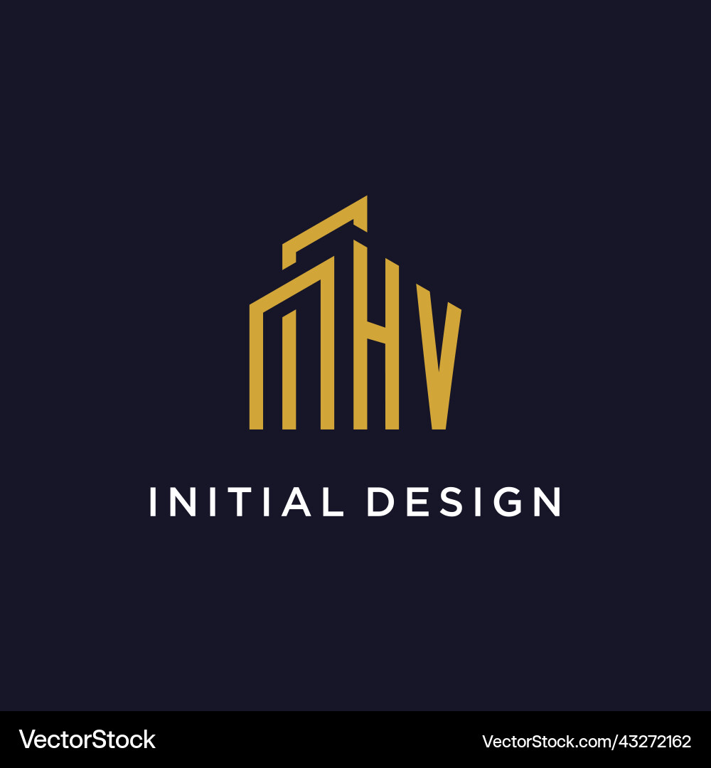 Hv initial monogram with building logo design Vector Image